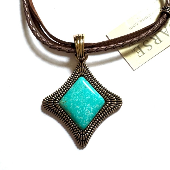Studio Barse | Jewelry | New Barse Necklace Turquoise Braided Leather ...